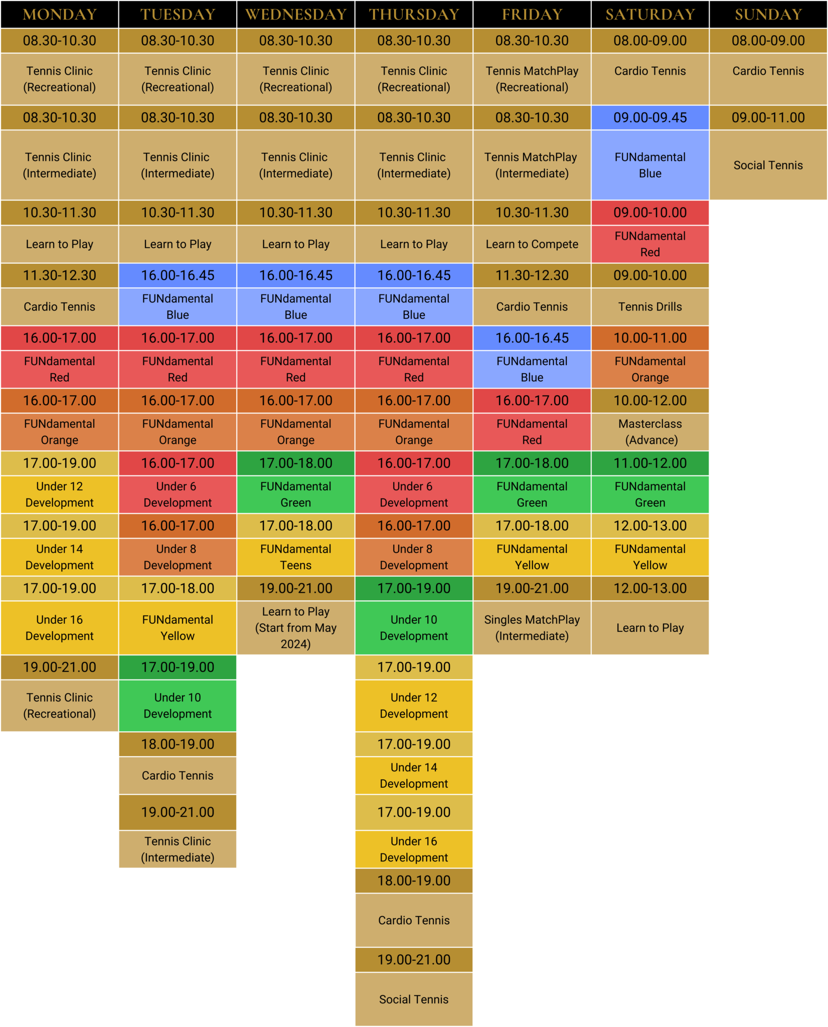 Group Class & Event Schedule - SiamSportsPro