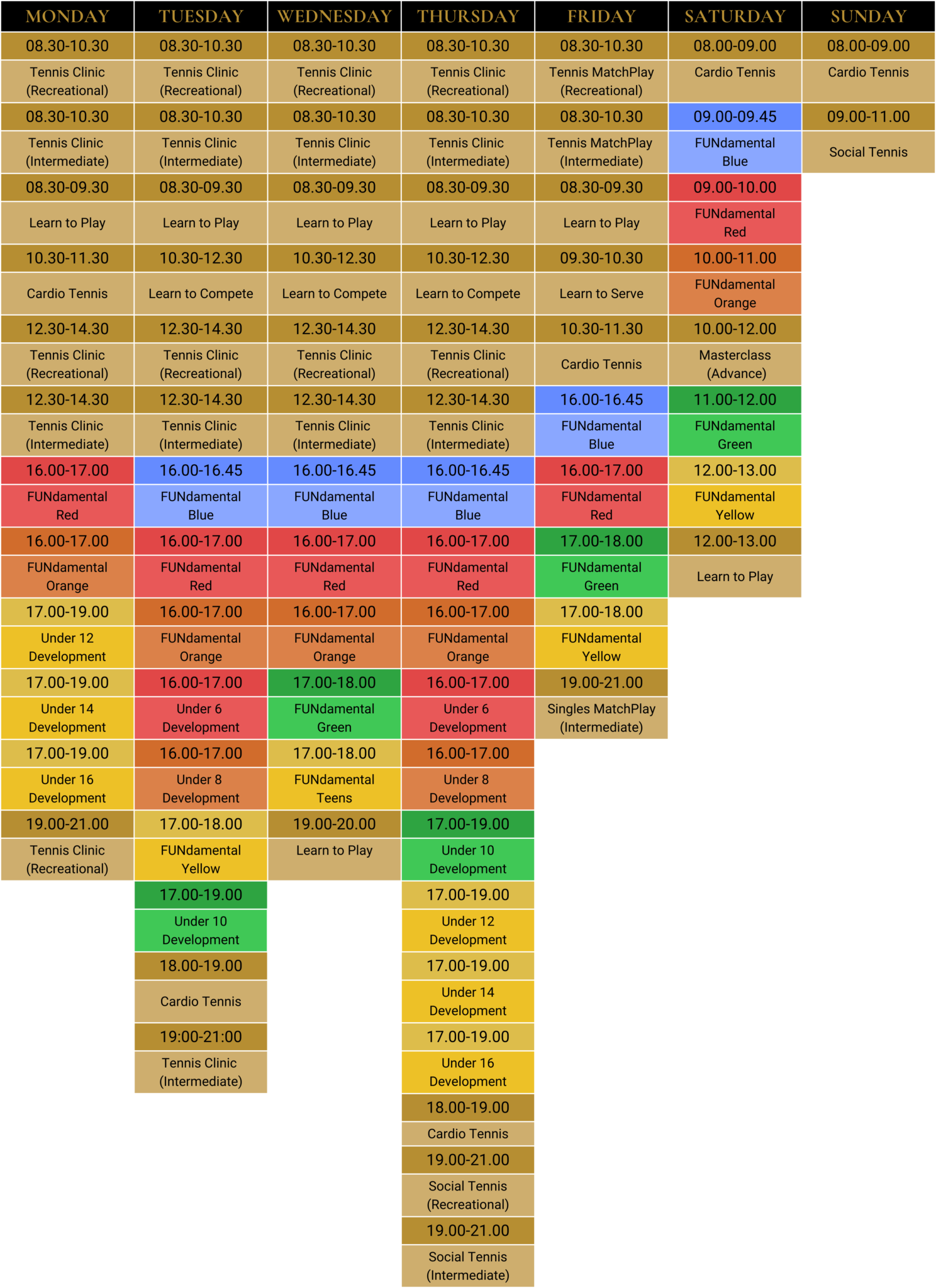 Group Class & Event Schedule - SiamSportsPro